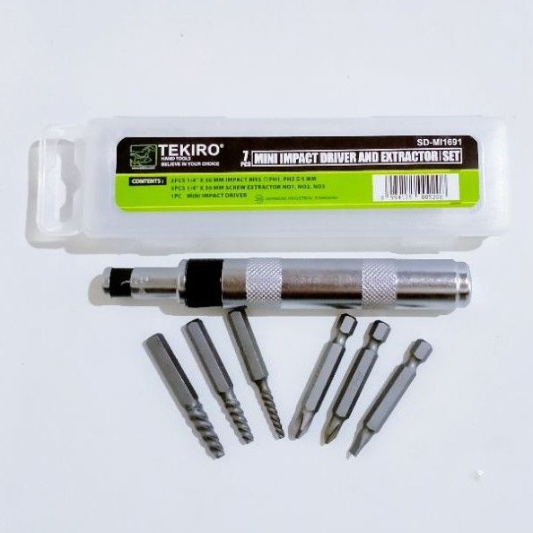 Jual TEKIRO MINI IMPACT DRIVER AND EXTRACTOR SET 7 PCS/ OBENG KETOK ...