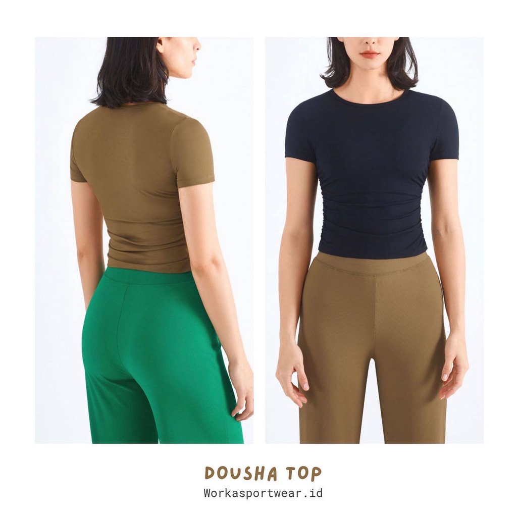 Jual WORKASPORTWEAR.ID - DOUSHA TOP - RIBBED TOP - TOP YOGA OLAHRAGA - PLEATS TOP | Shopee Indonesia