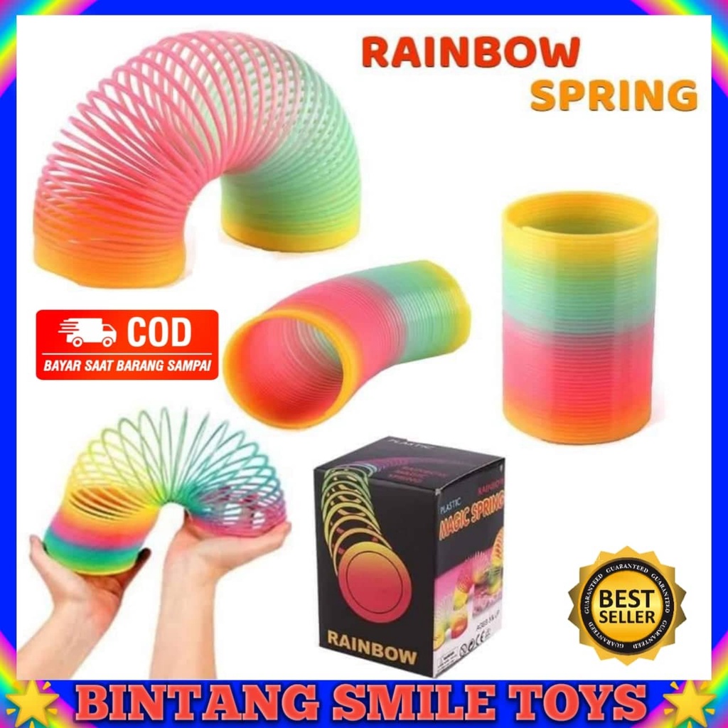 Jual MAINAN ANAK MAGIC SPRING RAINBOW 6,3 CM SPIRAL PELANGI TOYS MAINAN ...