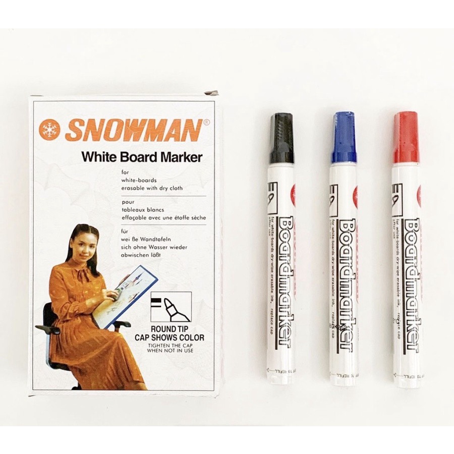 Jual [ LUSINAN - 12PCS ] SPIDOL SNOWMAN WHITEBOARD MARKER BG12 / BG-12 ...
