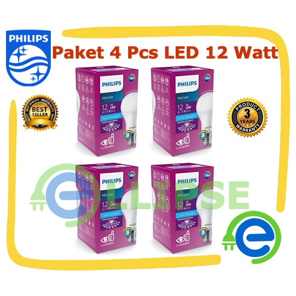 Jual Bundling Paket 4pcs Lampu Led Philips 12w 12watt 12 watt (Gratis ...