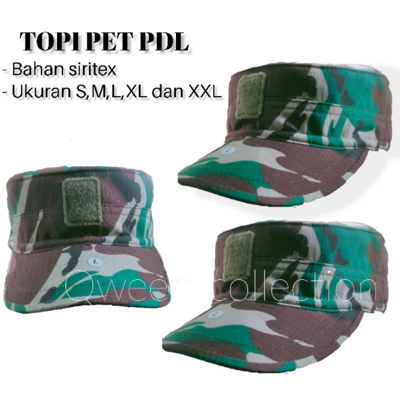 Jual (COD) topi pet loreng velbet/topi pet pdl loreng tni velbed ...