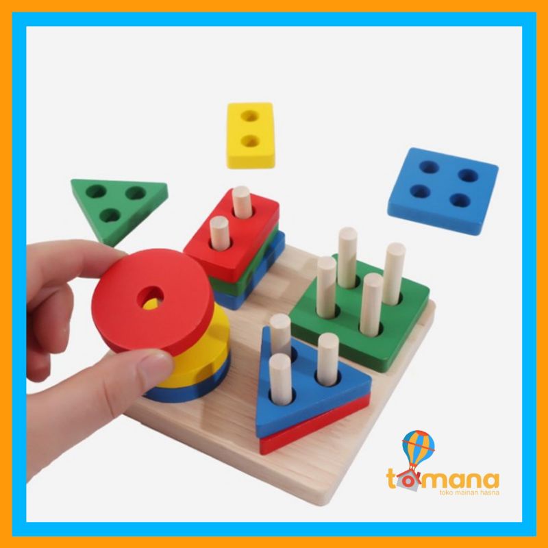Jual Menara geometri geometeri / mainan pengenalan bentuk /mainan ...