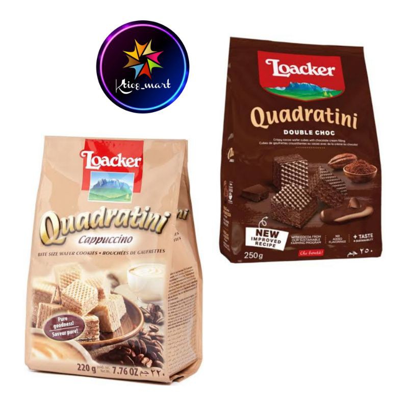 Jual Loacker Quadratini Wafer Double Choc 250gr/Cappuccino 220gr/Import ...