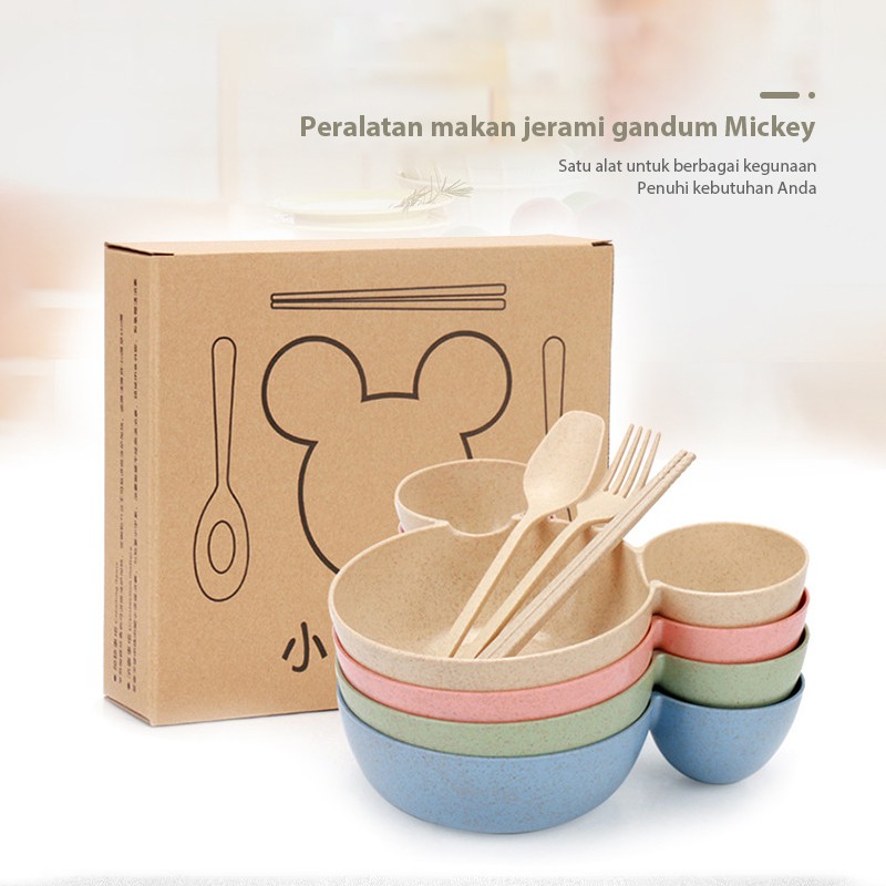 Jual Mickey mangkuk peralatan makan kreatif lucu kartun bayi piring ...