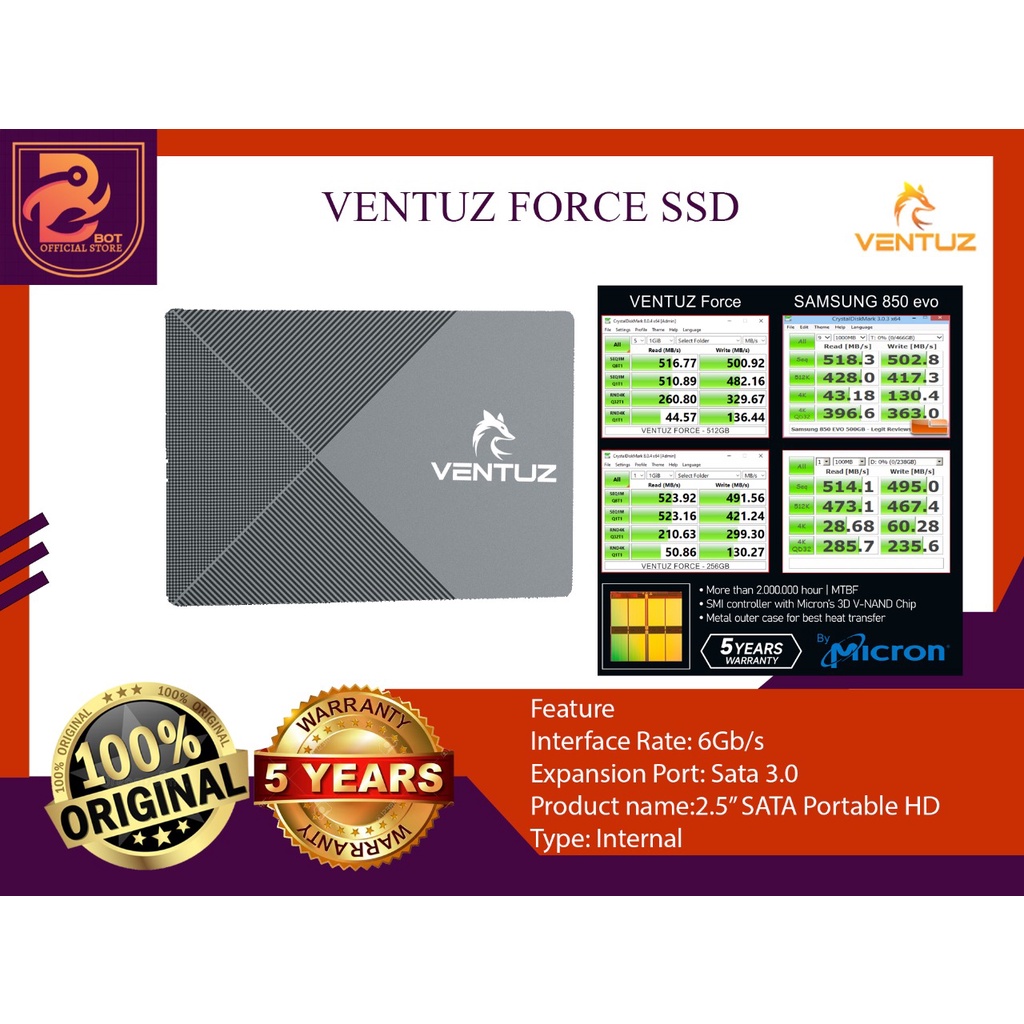 Jual VENTUZ FORCE SSD SATA 2,5Inch 128gb / 256gb / 512gb | SSD VENTUZ | SSD PC/KOMPUTER | SSD ...