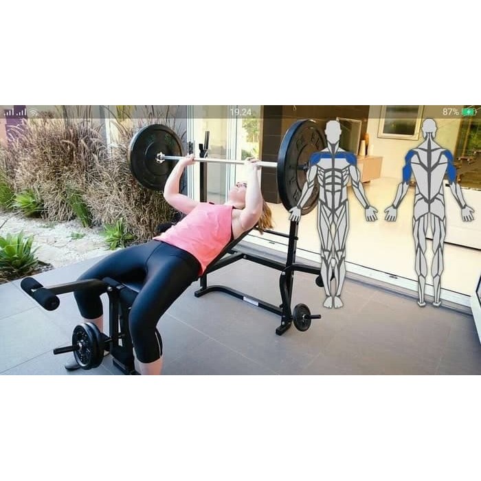 Jual Alat fitness bench press multifungsi Hitam Plus beban | Shopee ...