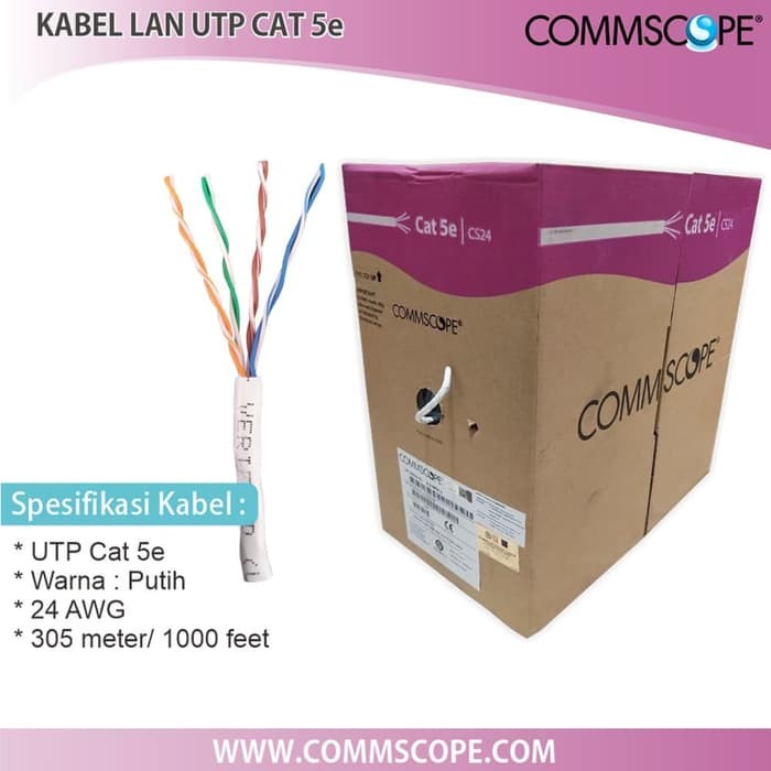 Jual Kabel UTP Cat5 AMP Commscope Kabel Lan Cat 5 ORIGINAL (1 Roll ...