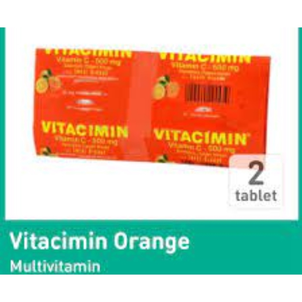 Jual VITACIMIN Vitamin C 500 MG Orange Tablet Hisap Box Strip @2 Tab ...