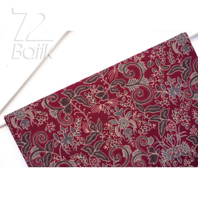 Jual KAIN BATIK PREMIUM Bahan Katun Warna Merah Maroon Marun Maron ...