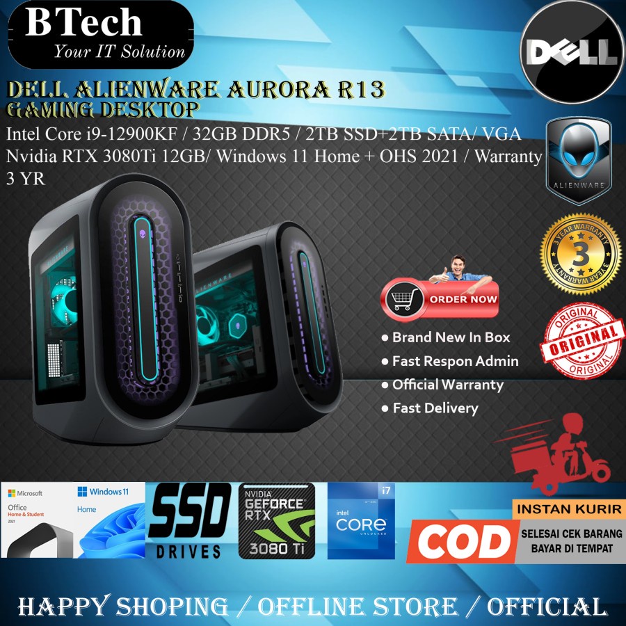 Jual Dell Alienware Aurora R13 i9-12900KF/32GB/2TB+2TB/VGA 12GB/W11HSL ...