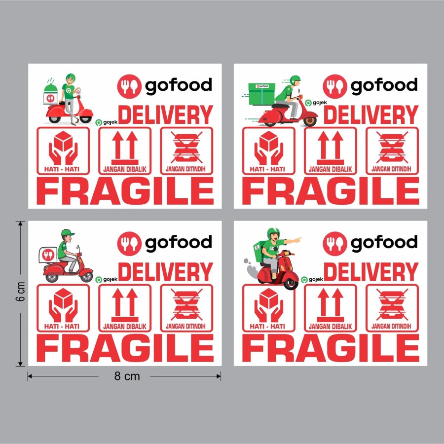 Jual stiker gofood delivery go food stiker makanan fragile 8x6cm ...