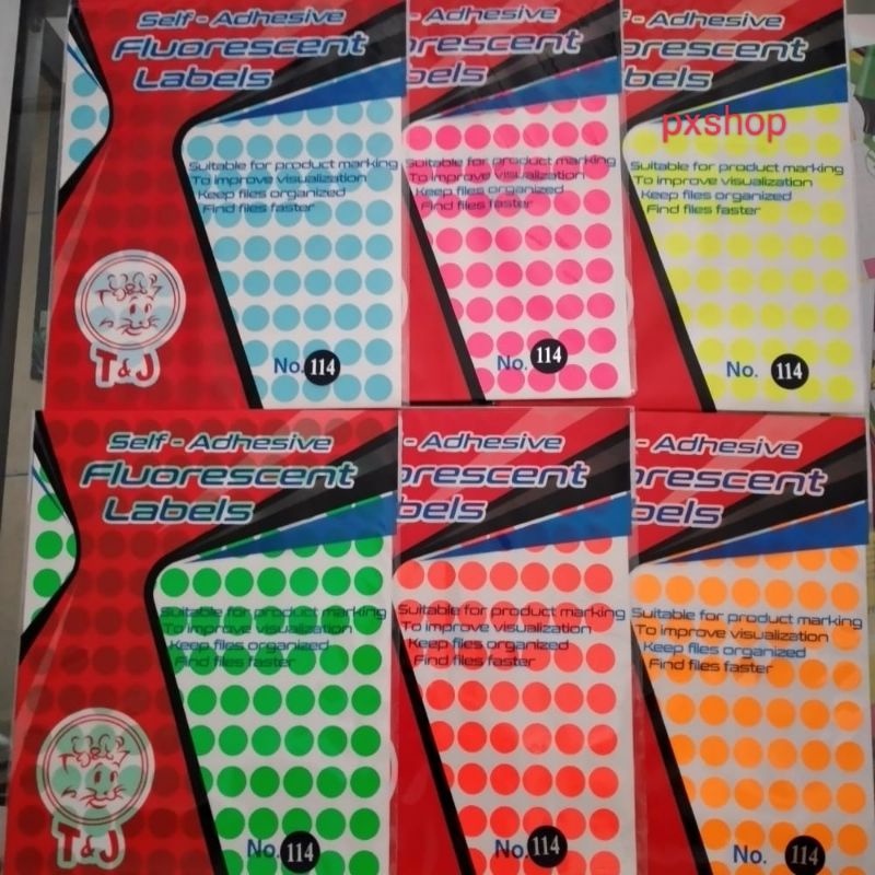 Jual LABEL BULAT / STICKER BULAT 114 T&J Warna Fluorescent | Shopee ...