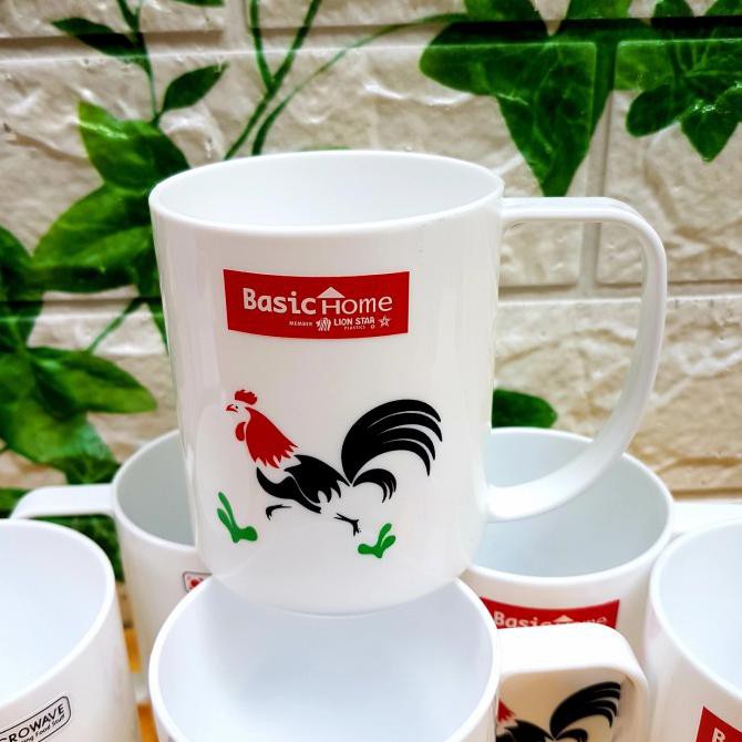 Jual Gelas Cangkir Mug Plastik Motif Ayam Jago 310ml Lion Star BGL-1 ...