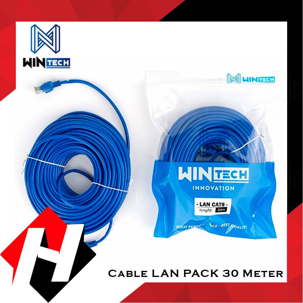 Jual Cable LAN CAT 5E + RJ45 30 Meter Wintech / Kabel LAN CAT 5E RJ45 ...
