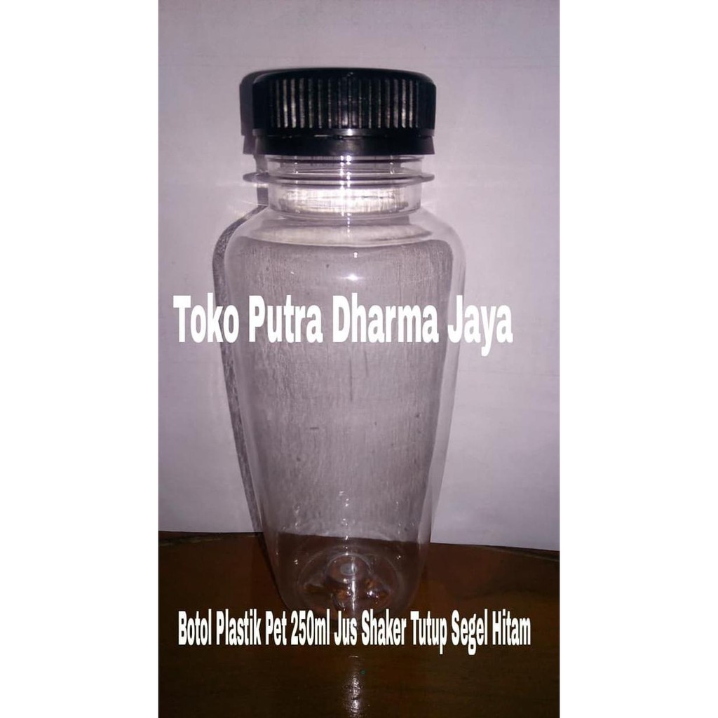 Jual BOTOL PLASTIK 250ML JUS SHAKER/BELIMBING TUTUP SEGEL HITAM ...