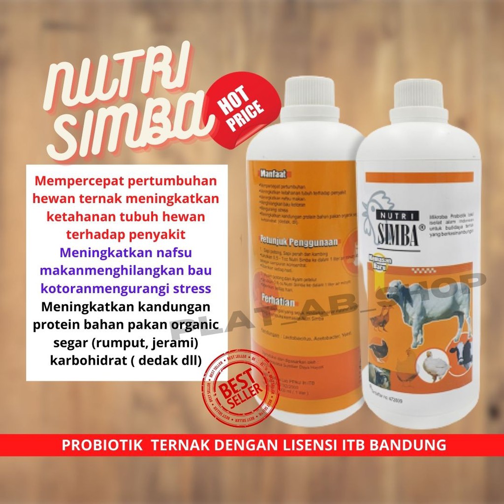 Jual NUTRI SIMBA 1 liter probiotik ternak sapi, ayam, kambing dan bebek ...