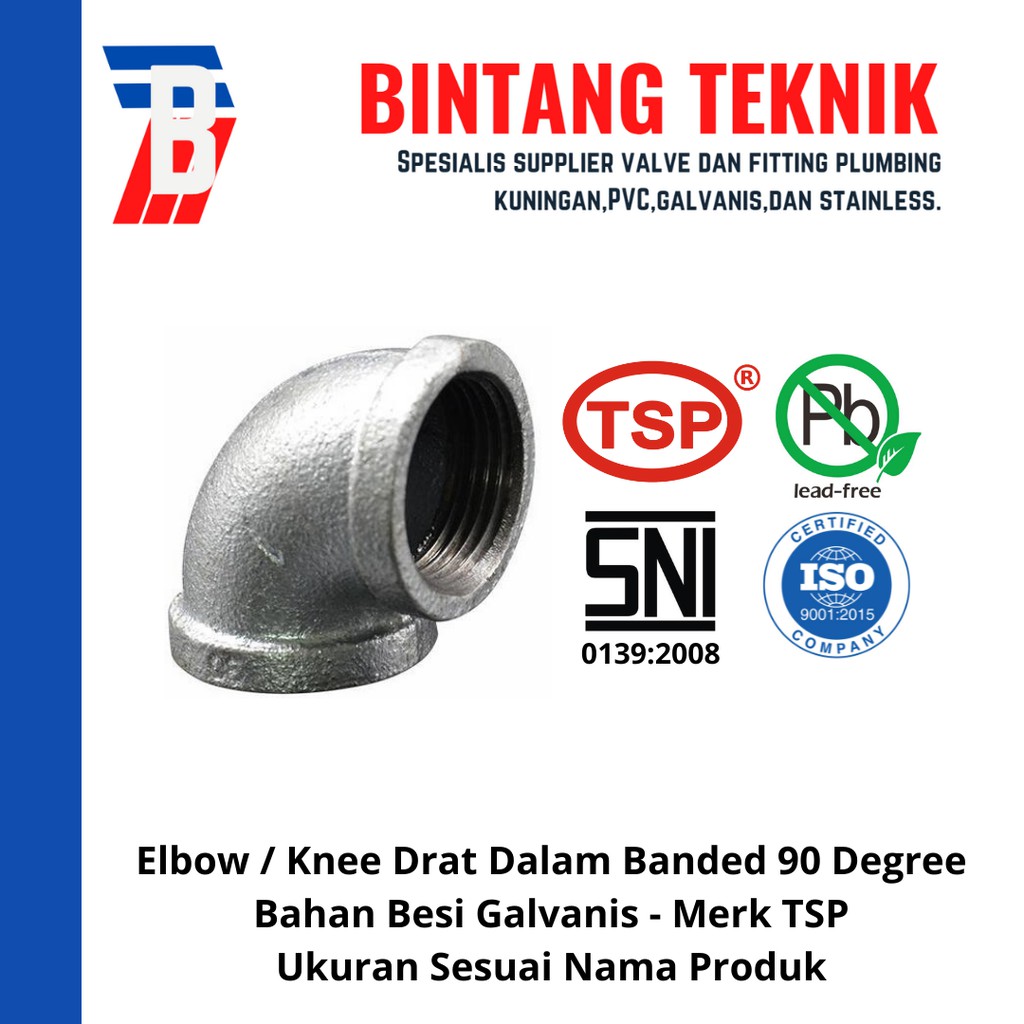 Jual Elbow / Knee 3/4" inch Besi Galvanis TSP 90 Derajat | Shopee Indonesia