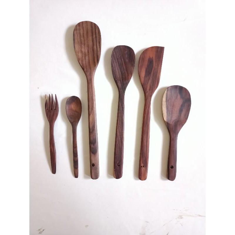 Jual sendok garpu kayu set | spatula kayu set | peralatan masak kayu ...
