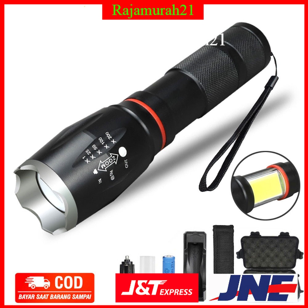 Jual TaffLED Paket Senter LED Torch Cree XM-L T6 - E17 COB - Black ...