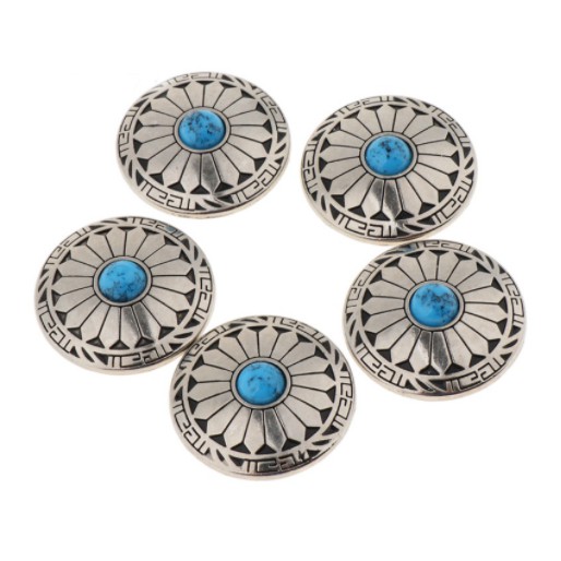 Jual Large Concho Rivets Button Turquoise Beads Screw Back Leather ...