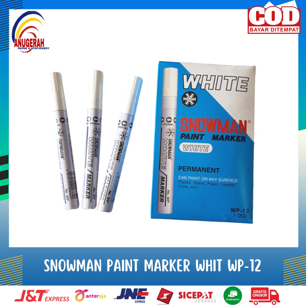 Jual SPIDOL SNOWMAN PAINT MARKER PERMANENT WHITE WP-12 (PCS) | Shopee ...