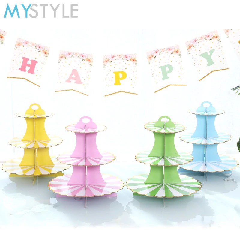 Jual MYSTYLE CUPCAKE STAND 3 SUSUN BUNGA CAKE TIER 3 TIER STANDING ...