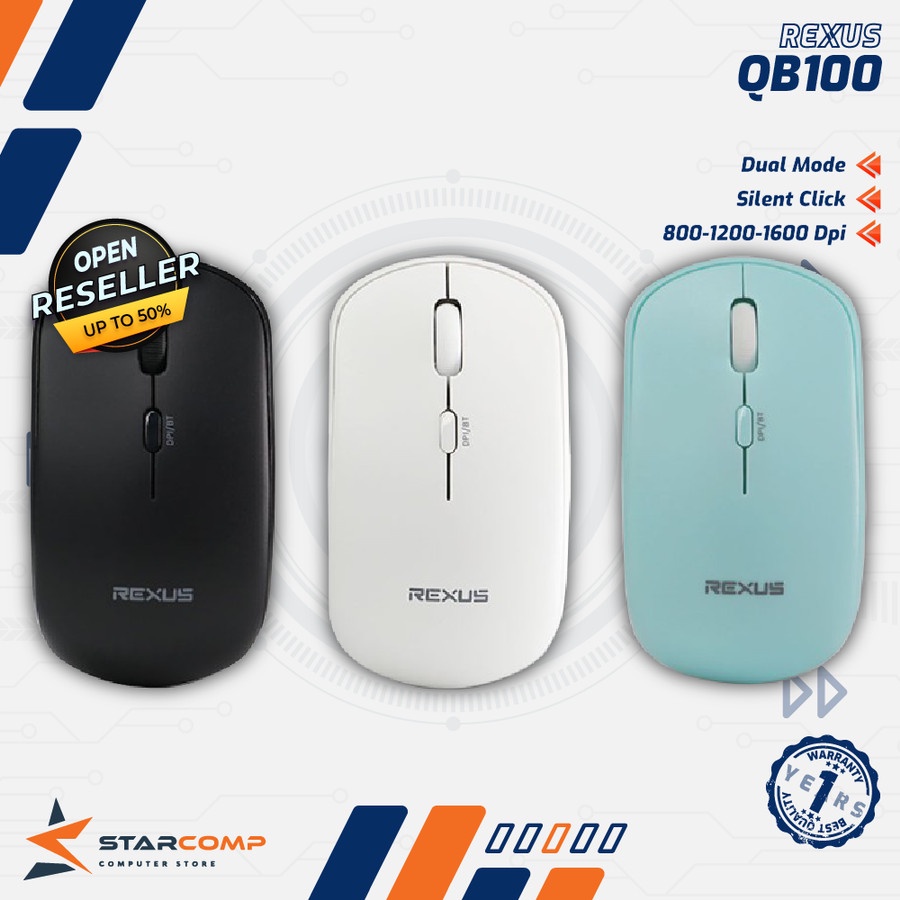 Jual Rexus QB100 Wireless Mouse Dual Connection Bluetooth + Dongle 2.4 ...