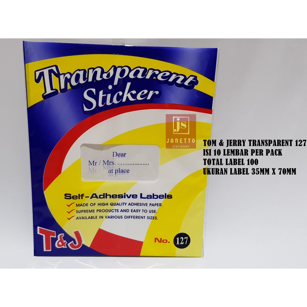 Jual Label Undangan Transparan 127 Tom & Jerry | Shopee Indonesia
