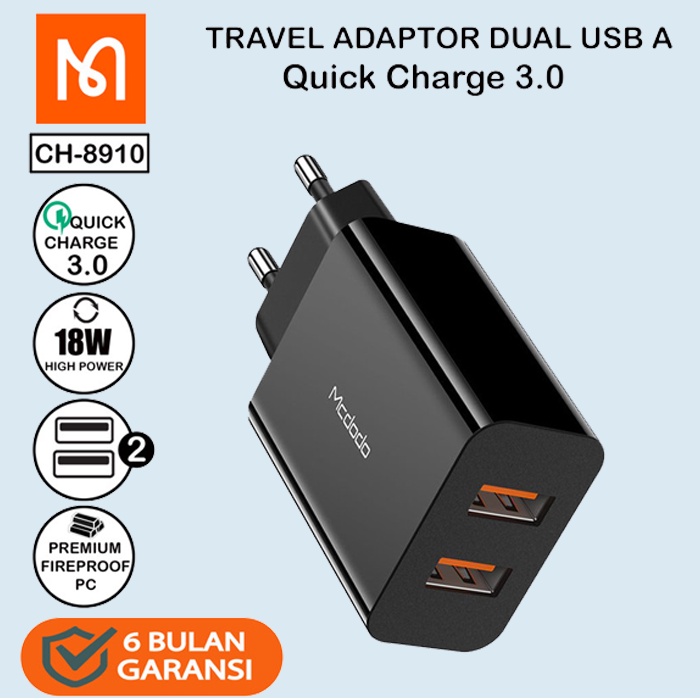 Jual Baseus Ugreen Mcdodo Kepala Adaptor Batok Charger USB Output Quick Charge 3.0 24W 20W 18W ...