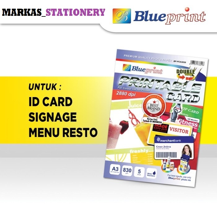 Jual Kertas PVC ID Card A3 BLUEPRINT Printable Card White 830 5 Lbr ...
