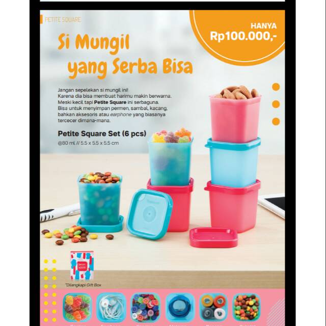 Jual TUPPERWARE - PETITE SQUARE SET (6 pcs) | Shopee Indonesia
