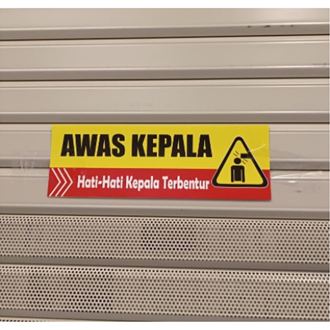 Jual SIGN STICKER VINYL AWAS KEPALA 30X10CM RAMBU K3 LABEL STIKER ...