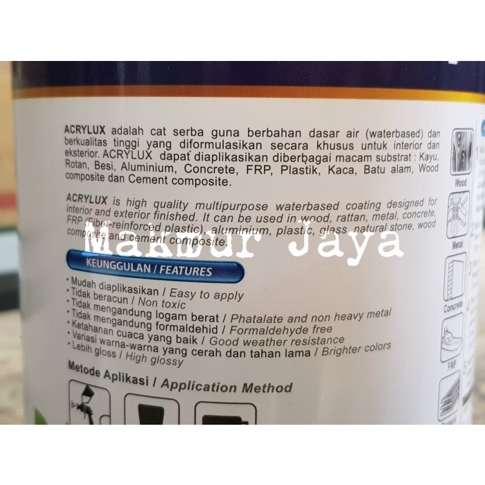 Jual kayucat- propan acrylux blue entry biru cat duco besi kayu water ...