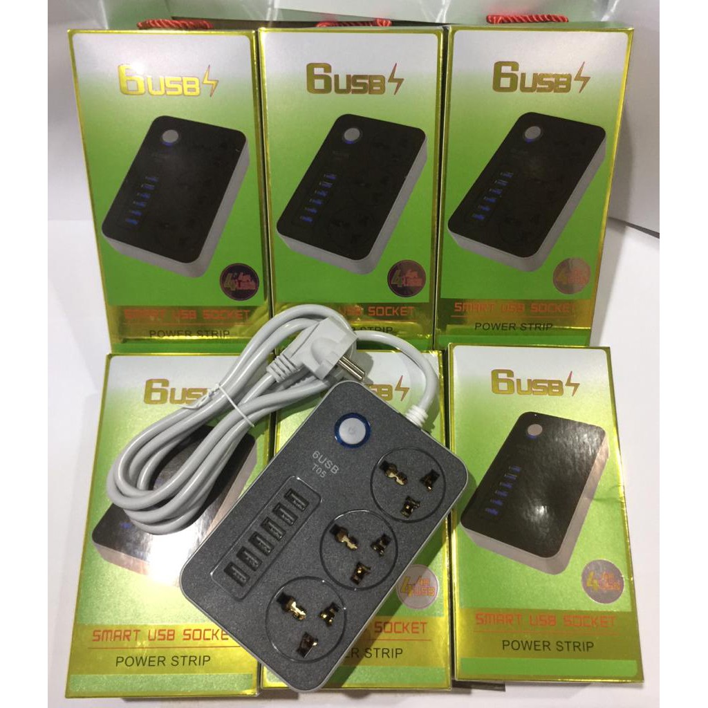 Jual STOP KONTAK SMART USB SOCKET POWER STRIP 6USB 3 POWER SOCKET | Shopee Indonesia