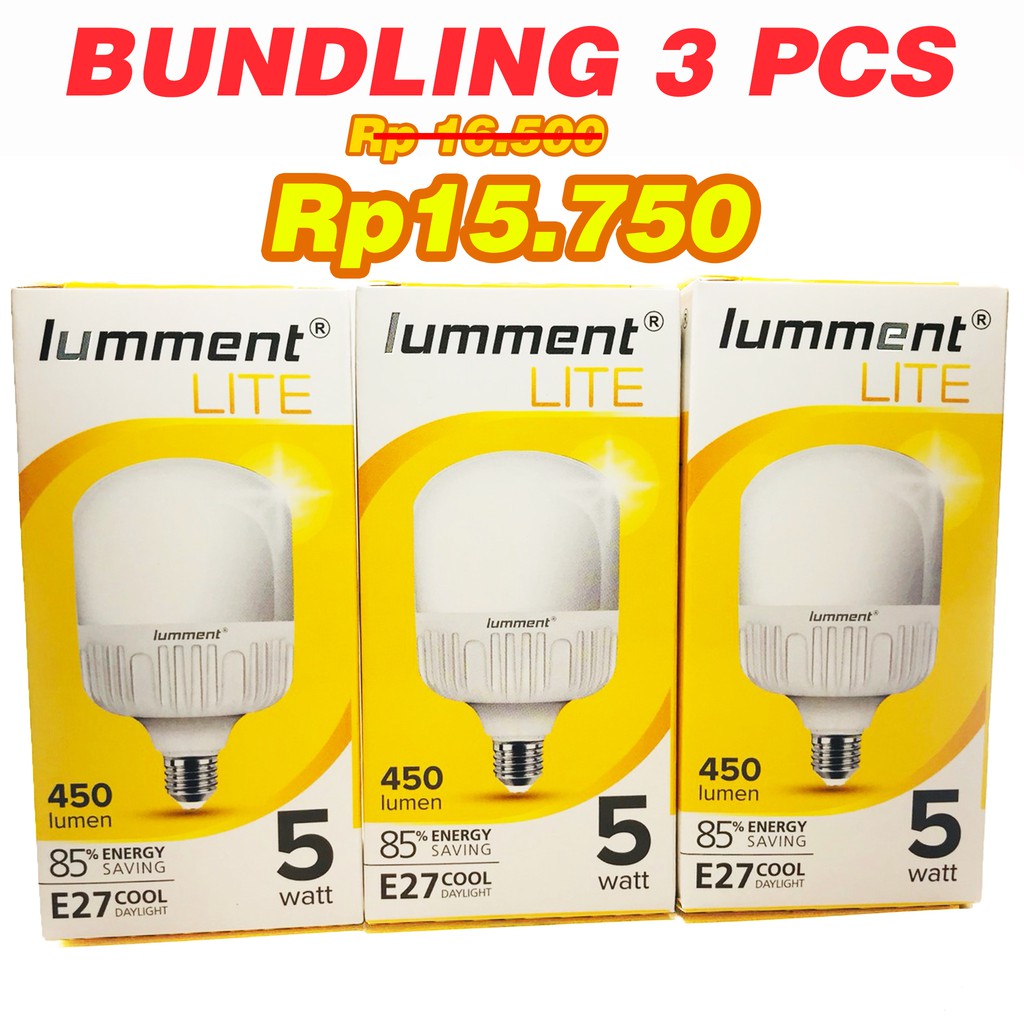 Jual Lampu Led Bulb 5 W LAMPU LED 5W LUMMENT LITE 5 WATT BUNDLING 3 PCS ...