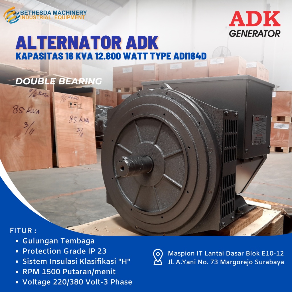 Jual ADK generator / dinamo genset 16 KVA Double / Single Bearing 16KVA ...