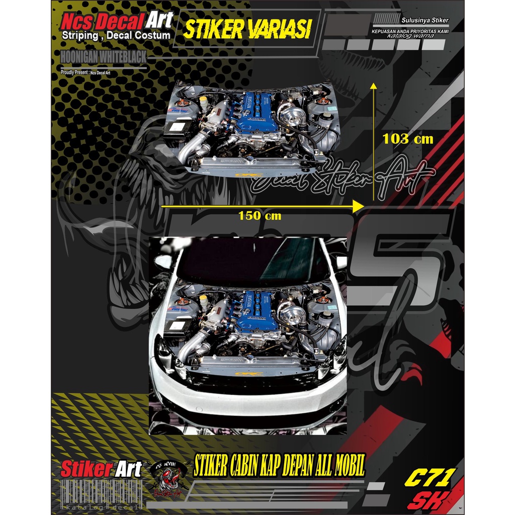 Jual stiker decal cap mobil stiker kap depan mobil sticker bemper mobil ...