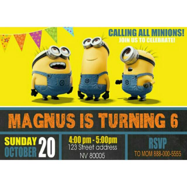 Jual Undangan ulang tahun tema minion / undangan ultah minion | Shopee ...