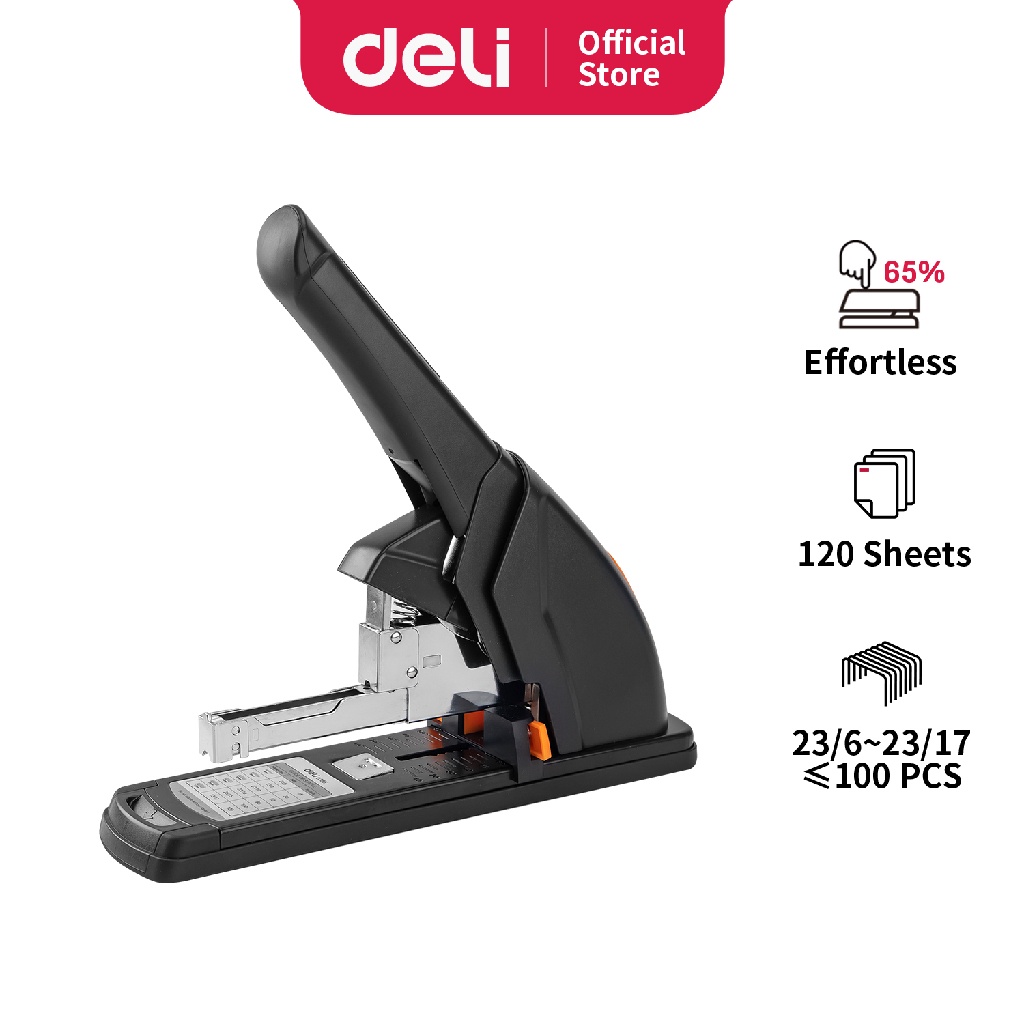 Jual DELI Stapler Heavy Duty 120 sheets EFFORTLESS STAPLER 65% E0386 ...