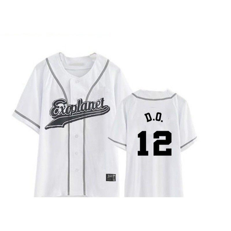 Jual jersey baseball exoplanet white semua member free custom | Shopee ...