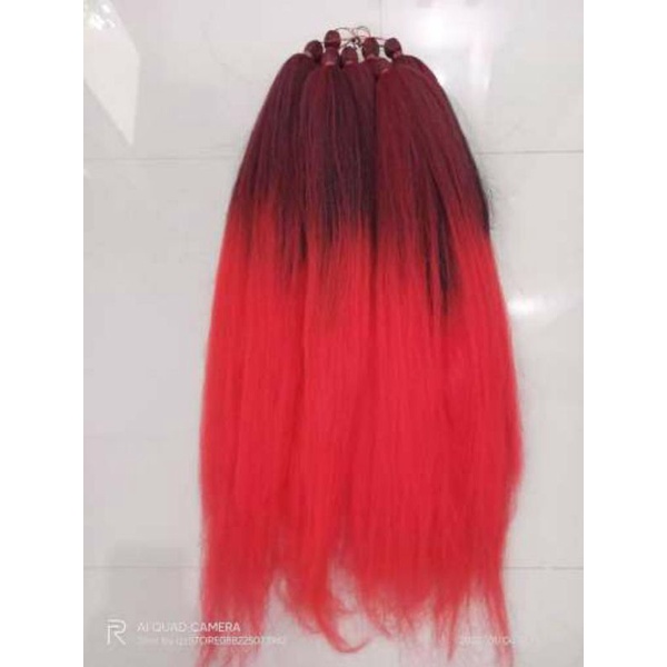 Jual Rambut Cemara Ombre Mix 2 Warna,Hitam-Merah Cabai/1 Ikat,1 pcs ...