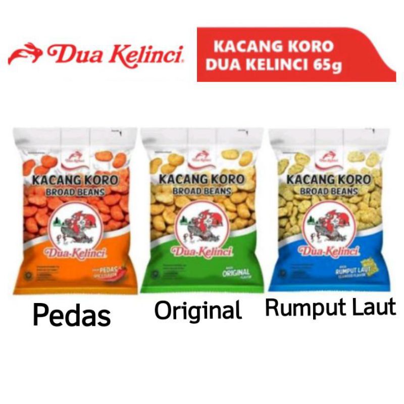 Jual Kacang Koro Dua Kelinci 65gr Koroku Pedas / Original / Rumput Laut ...