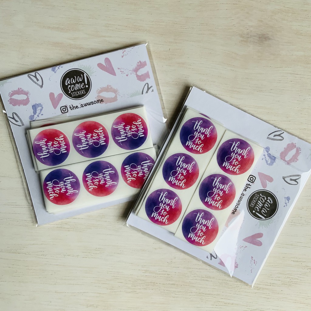 Jual Sticker Label Thank You So Much untuk Packaging , Kado , Kemasan ...