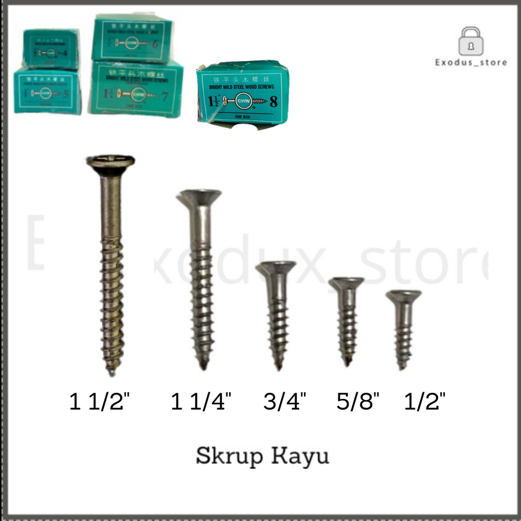 Jual Sekrup Kayu / Skrup CHW 1/2" - 5/8" - 3/4" - 1 1/4" - 1 1/2" inch ...