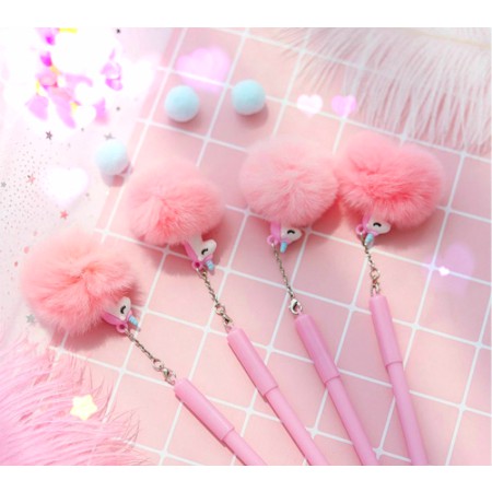 Jual Bolpoin Pen UNICORN bulu Fancy Gel Pen Pulpen Unicorn Pink Pompom ...