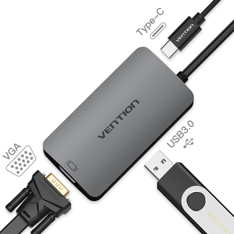 Jual Vention USB Type-C to VGA USB 3.0 PD USB C Adapter Konverter ...