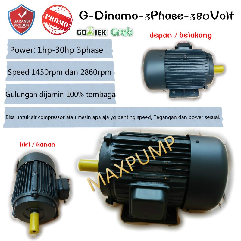 Jual MAXPUMP 180L-4 Motor Electro Dynamo 30HP 3Phase 380V Dinamo ...