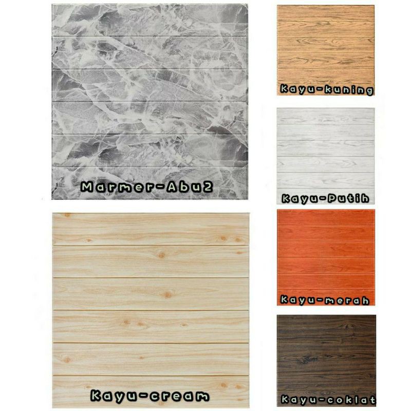 Jual ES681 WALLPAPER 3D FOAM Motif MARMER KAYU 70CMX70CM | Shopee Indonesia