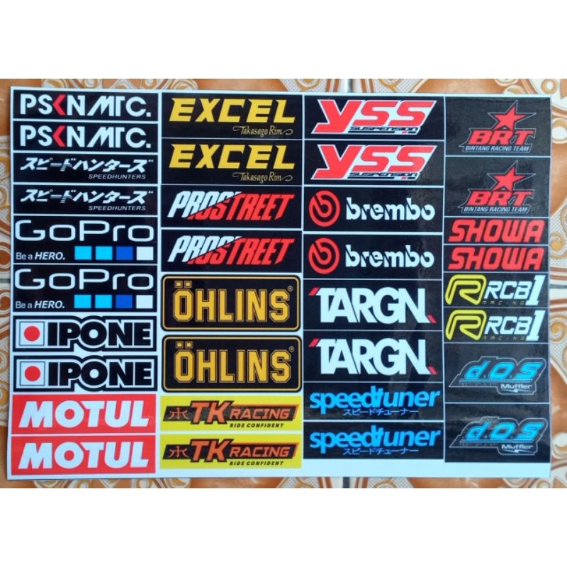 Jual Stiker Pack Sponsor Racing Lembaran Isi 34 Ukuran 25x35 | Shopee ...